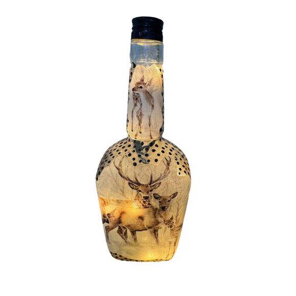 Handmade | Accents | Point Buck Designer Glass Bottle W Lights Unique ...